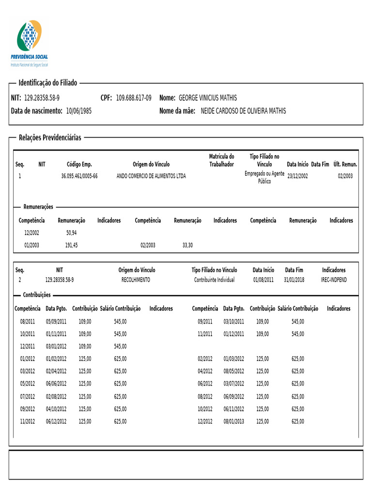 Extrato INSS | PDF | Ajuda humanitária | Finanças Públicas