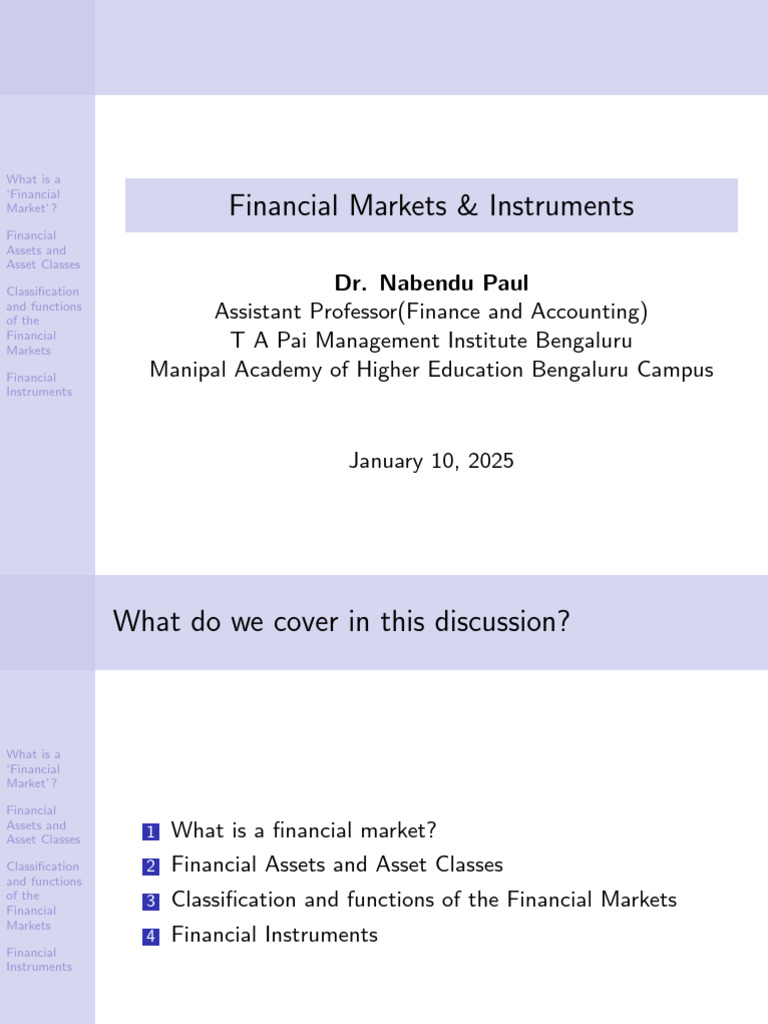 Introduction to Financial Markets | PDF | Financial Markets | Stocks