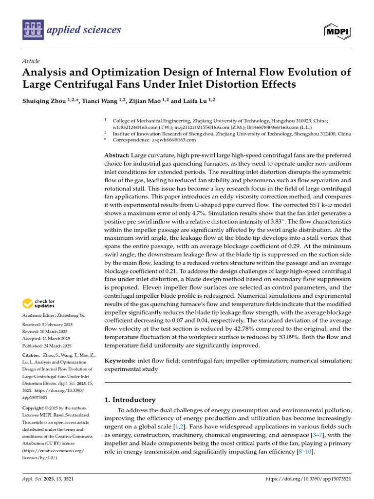 Analysis and Optimization Design of Internal Flow Evolution of Large ...
