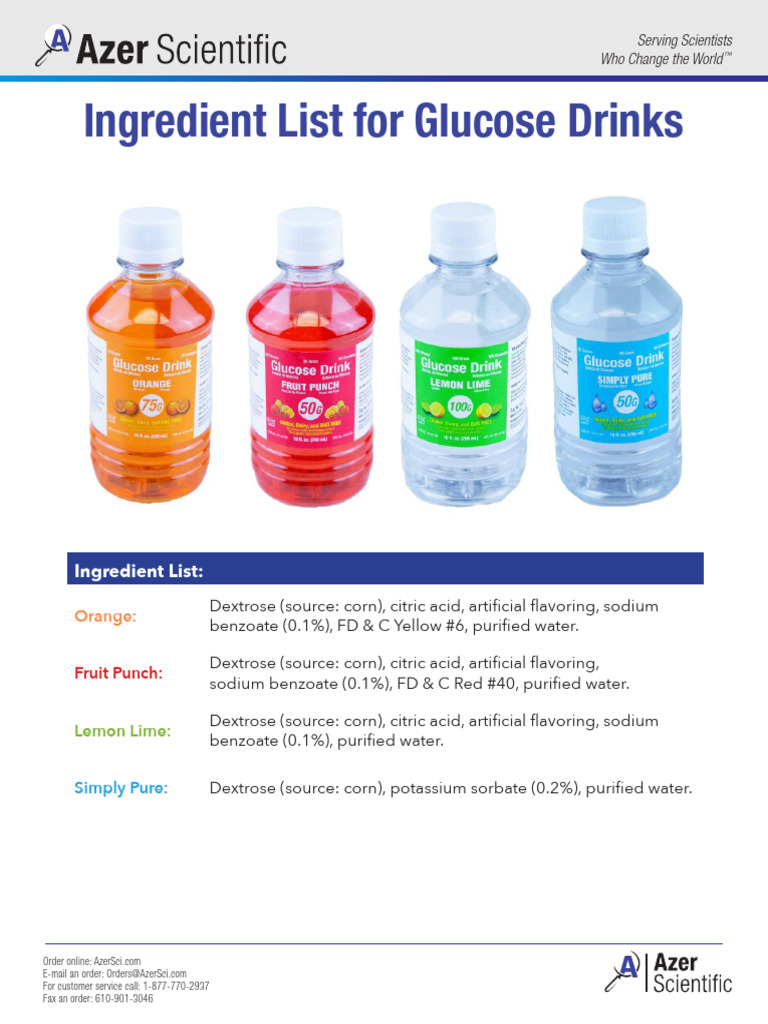 Ingredient List For Glucose Drinks | PDF