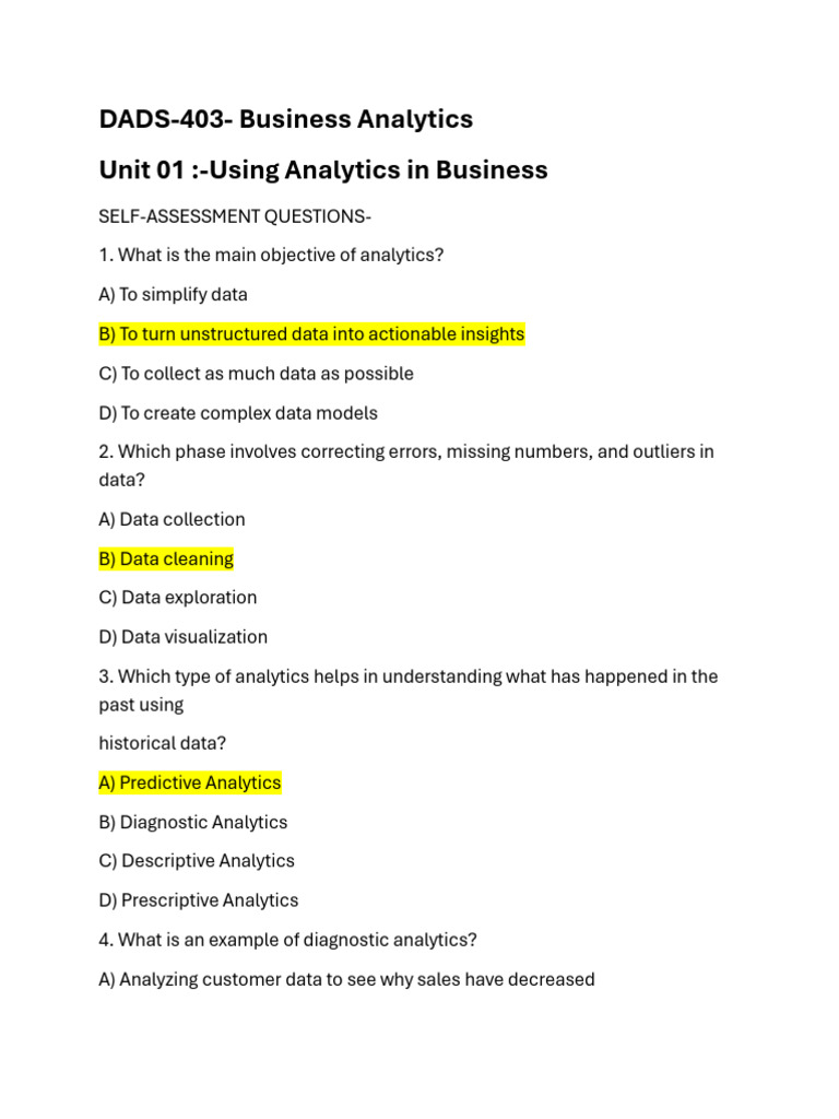 MCQ-403-Business Analytics | PDF | Analytics | Demand