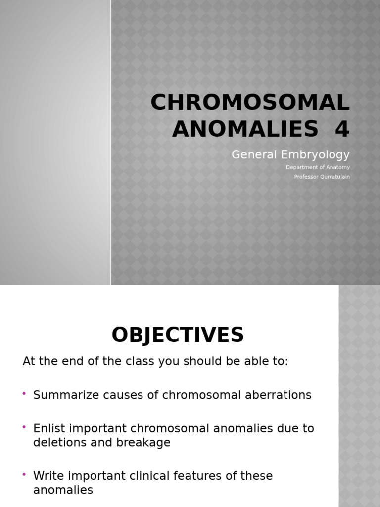 Chromosomal Anomalies 4 | PDF