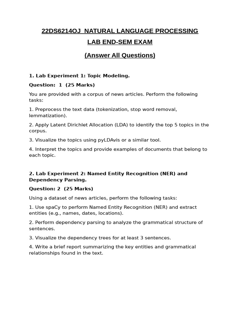 Lab End Sem - Natural Language Processing | PDF