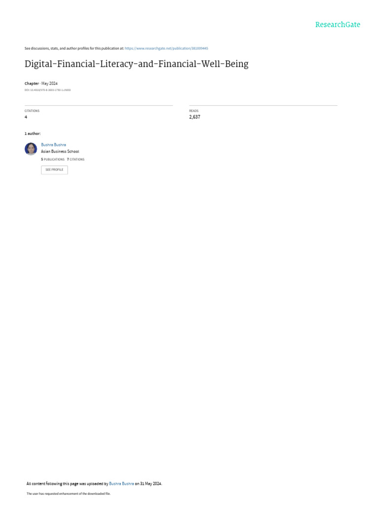 Digital Financial Literacy and Financial Well Being | PDF | Computer ...