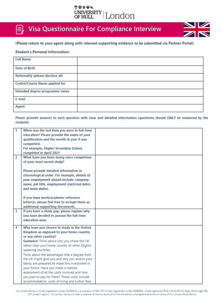 1725964545235-HULL (London Campus) - Visa Questionnaire | PDF | Cost Of ...