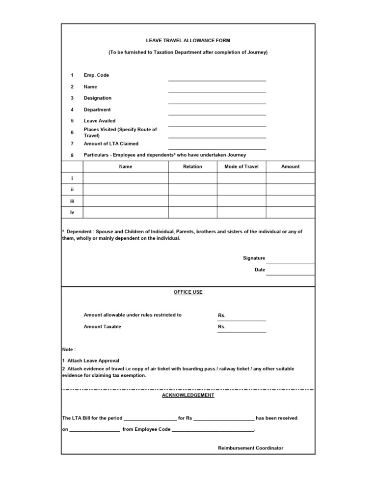 LTA Form. | PDF