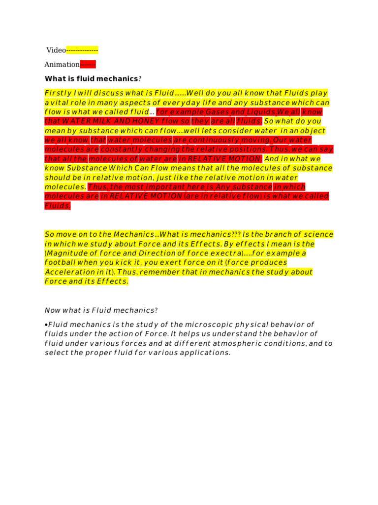 Fluid Mechanics Script | PDF