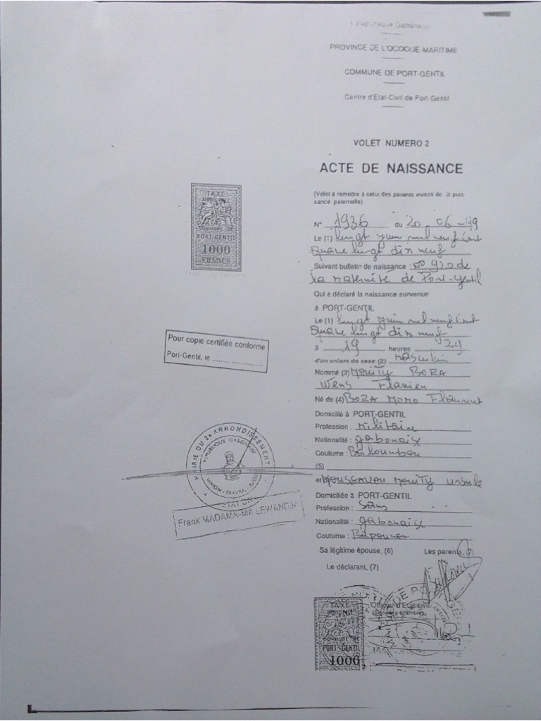 acte de naissance copie | PDF