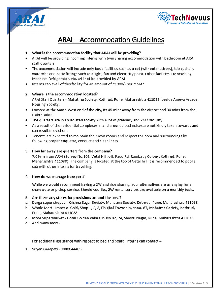 Accomodation Guidelines | PDF