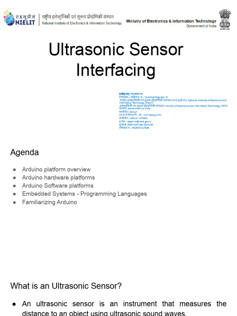 Day3-Overview of Arduino - Ultrasonic Sensor Interfacing | PDF | Ultrasound | Electricity