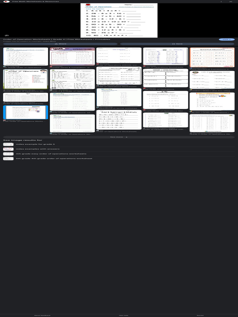 Mdas Worksheet Grade 4 - Google Search | PDF