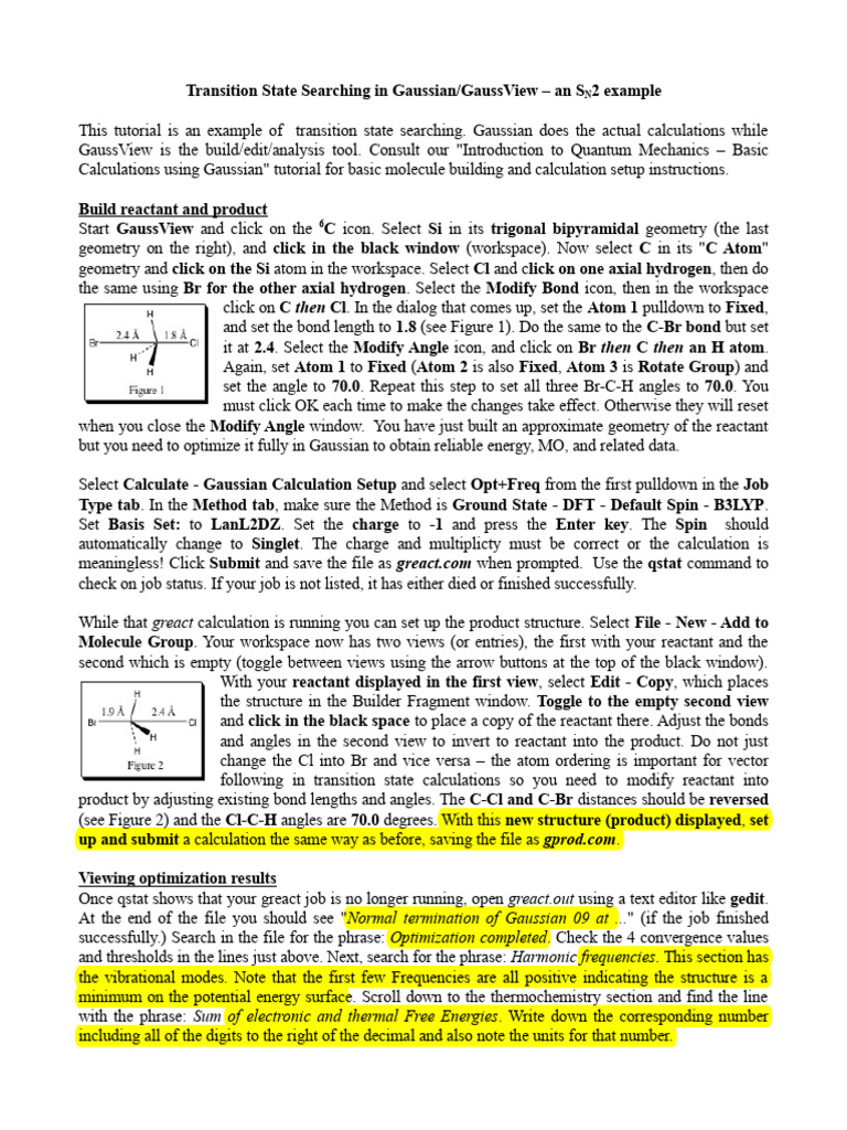 Transition State Search in Gaussian | PDF | Chemical Bond | Chemistry