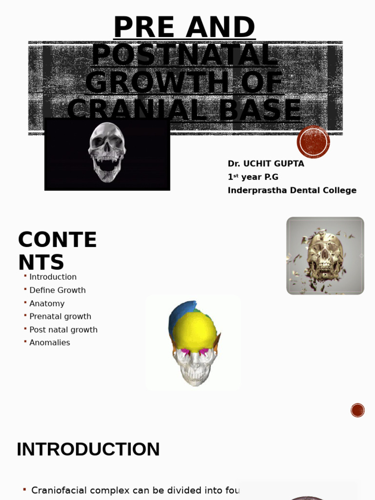 Pre and Post Natal Growth of Cranial Base-My 2nd Seminar | PDF | Skull | Skeletal System