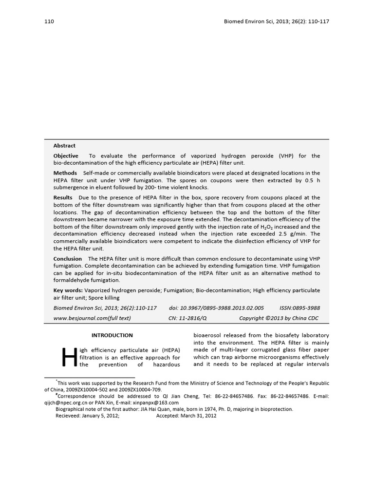 Evaluation of Vaporized Hydrogen Peroxide Fumigation As A Method For ...