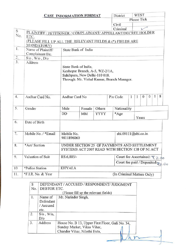 Narinder Singh S.25 Complaint Case - Compressed | PDF | Loans | Banks