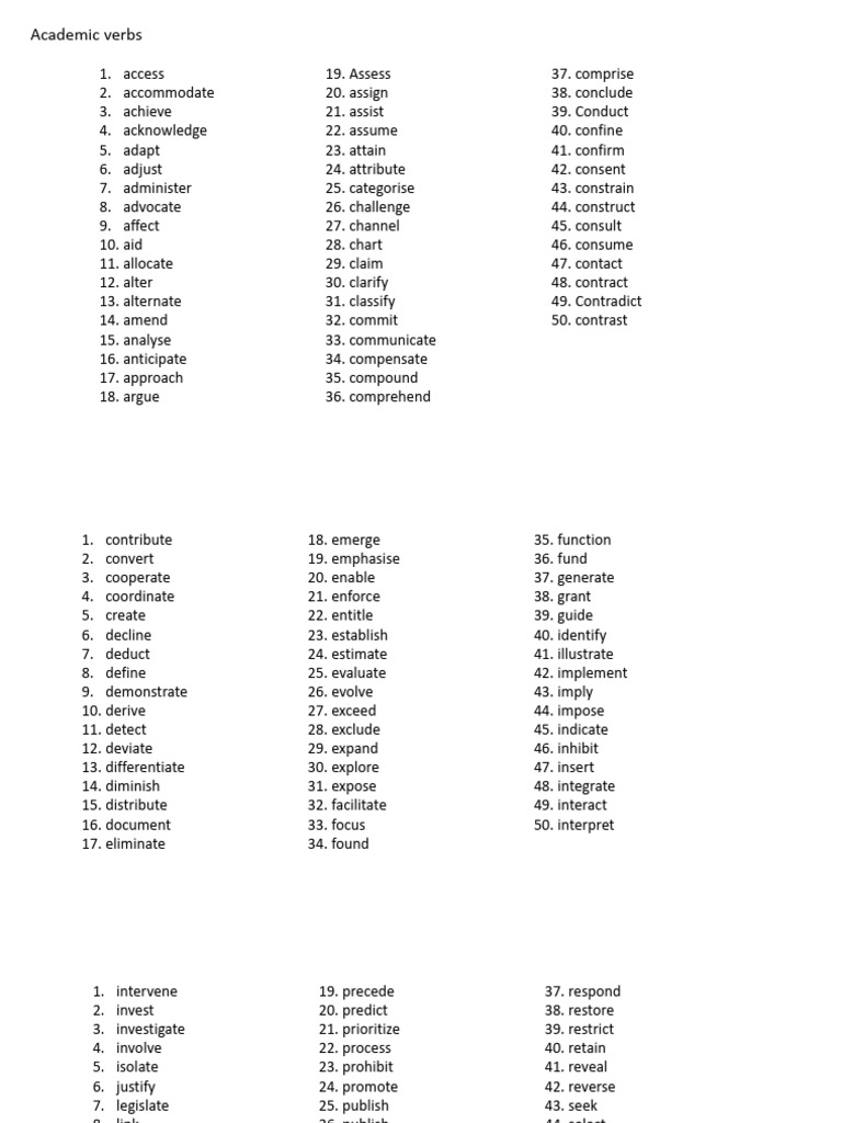 Academic Verbs | PDF