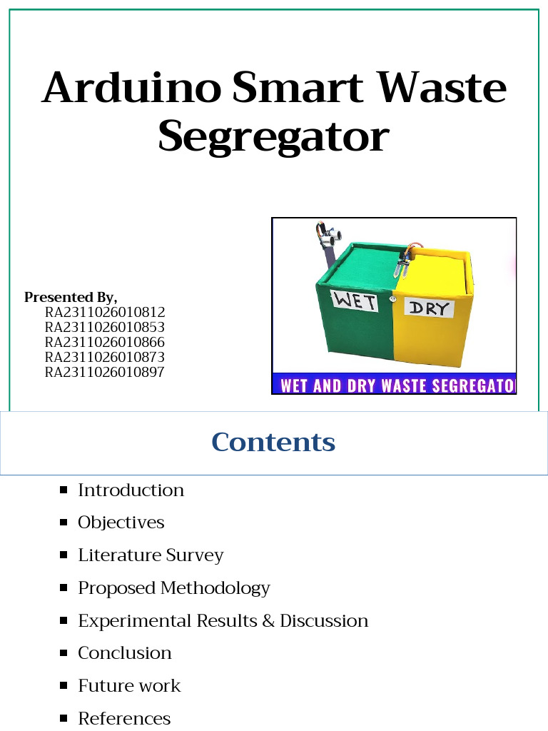 Arduino Smart Waste Segregator | PDF | Waste Management | Internet Of Things