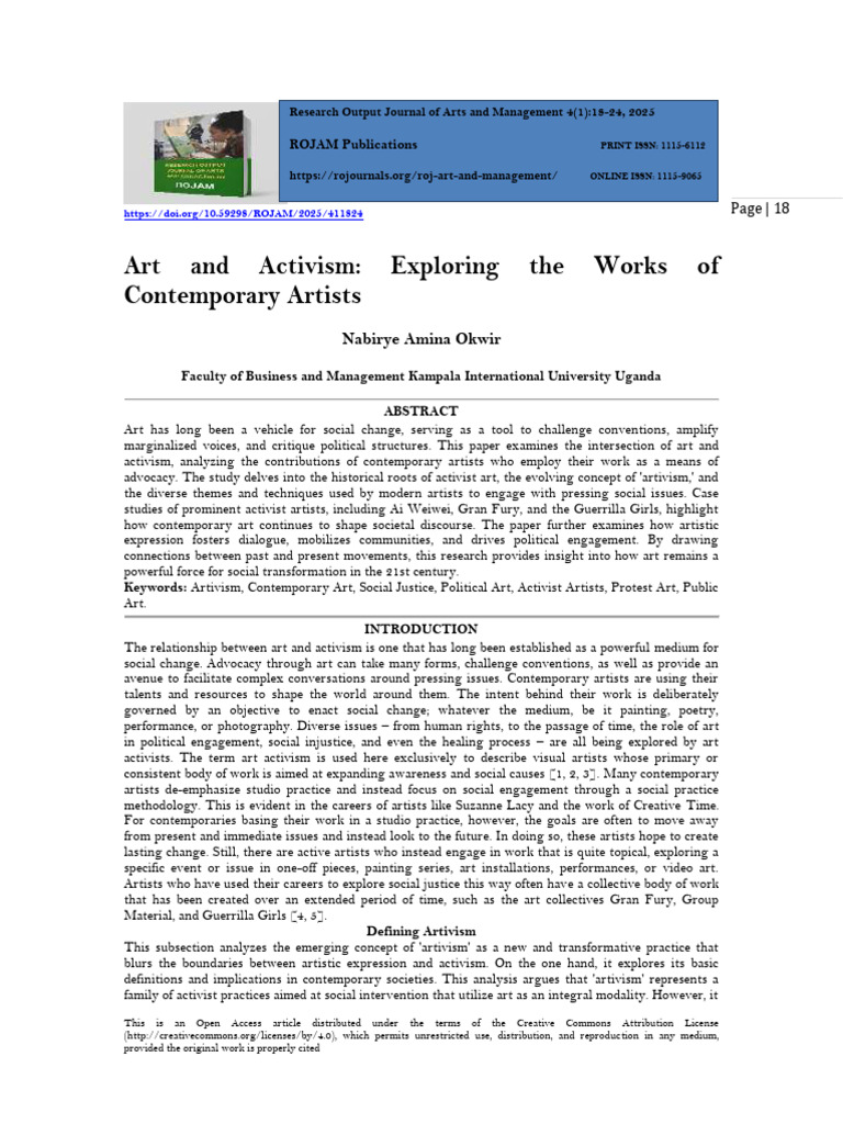 Art and Activism: Exploring the Works of Contemporary Artists (www.kiu ...