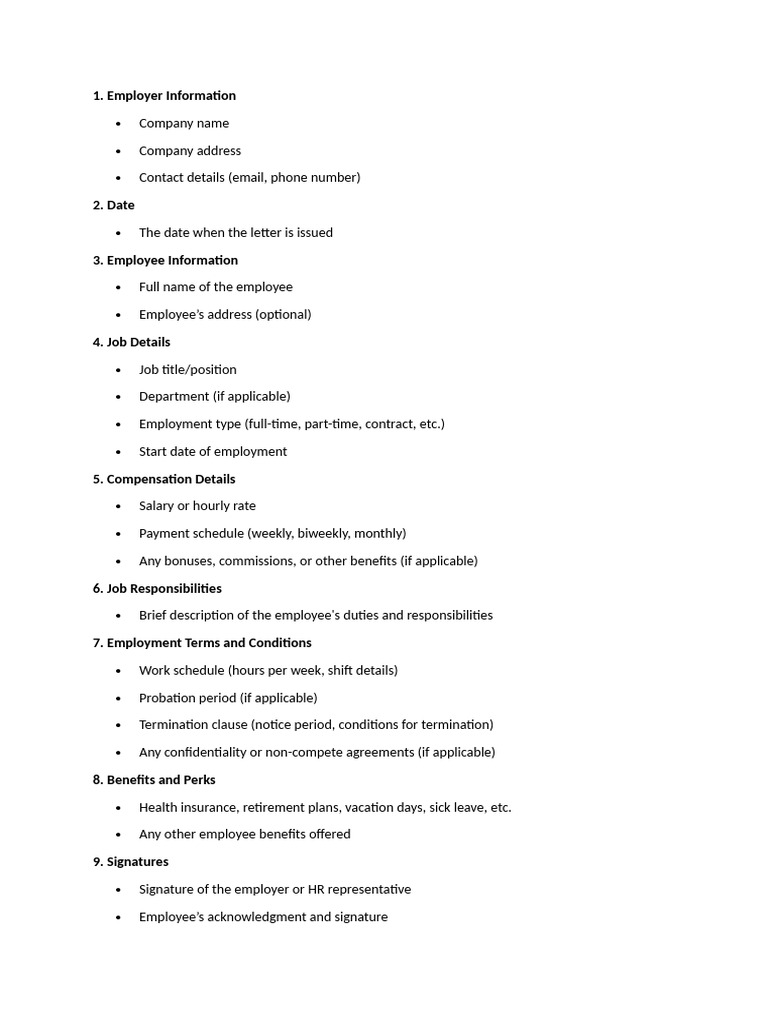 Employment Letter Template Guide | PDF