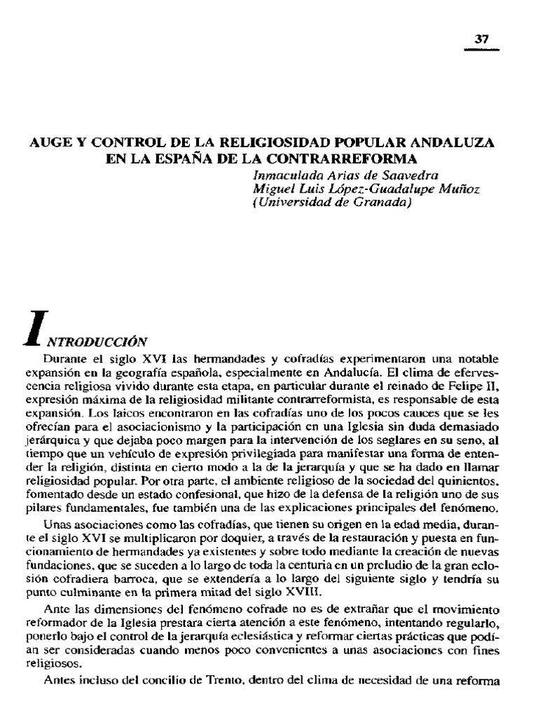 Religiosidad Popular en Andalucía y Trento | PDF | Iglesia Católica ...