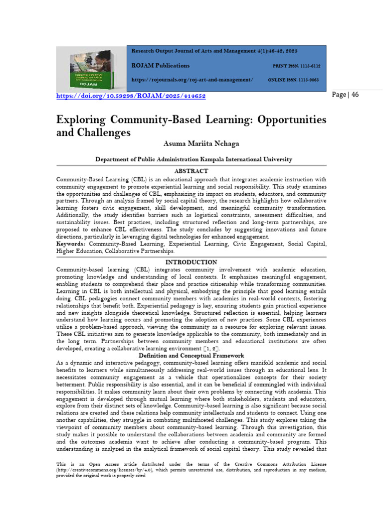Exploring Community-Based Learning: Opportunities and Challenges (WWW ...