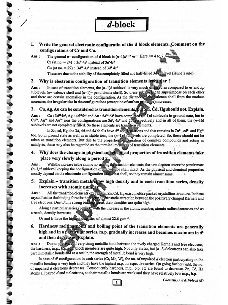 D and F Blocks | PDF