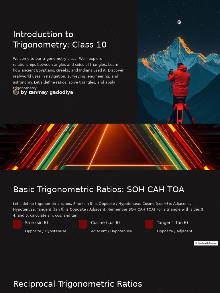 Introduction To Trigonometry Class 10 | PDF | Trigonometric Functions | Trigonometry