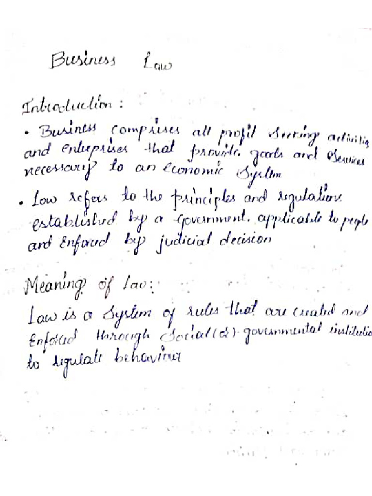 Business Law Unit - 1 Notes | PDF