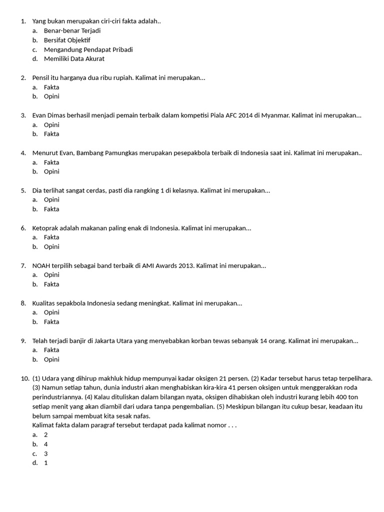 Fakta Dan Opini | PDF