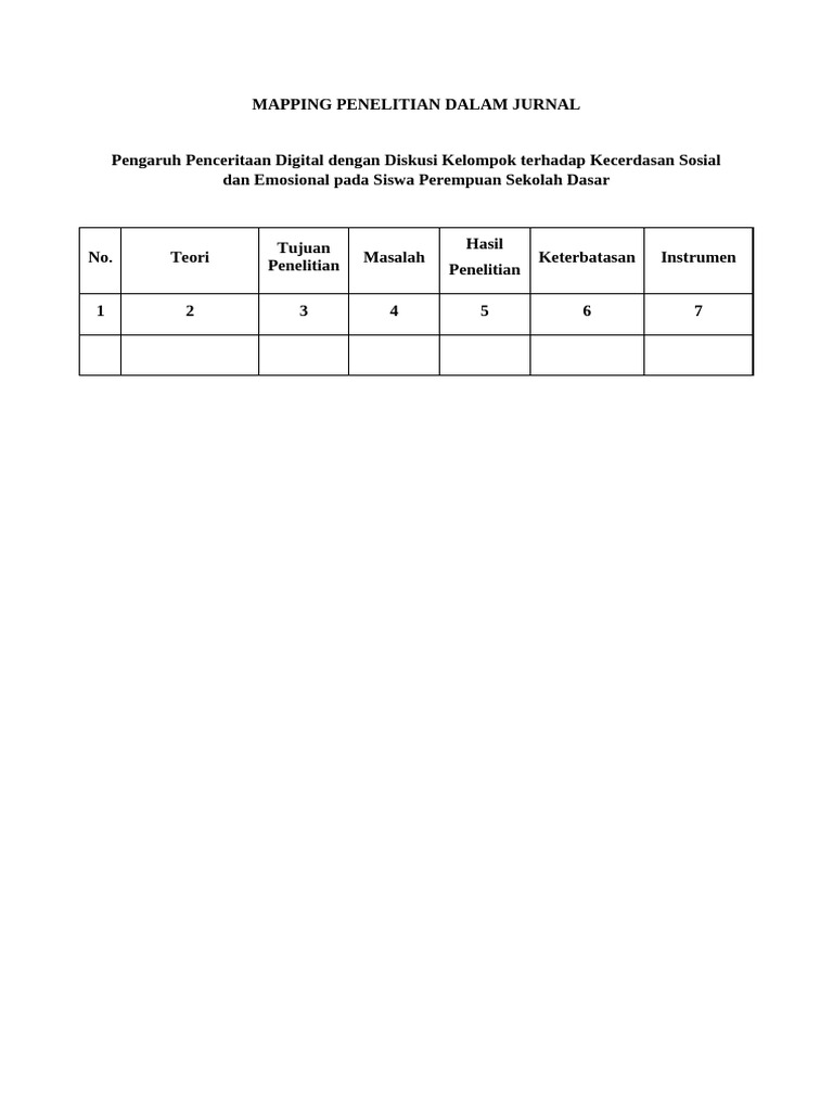 Tabel Mapping Penelitian | PDF