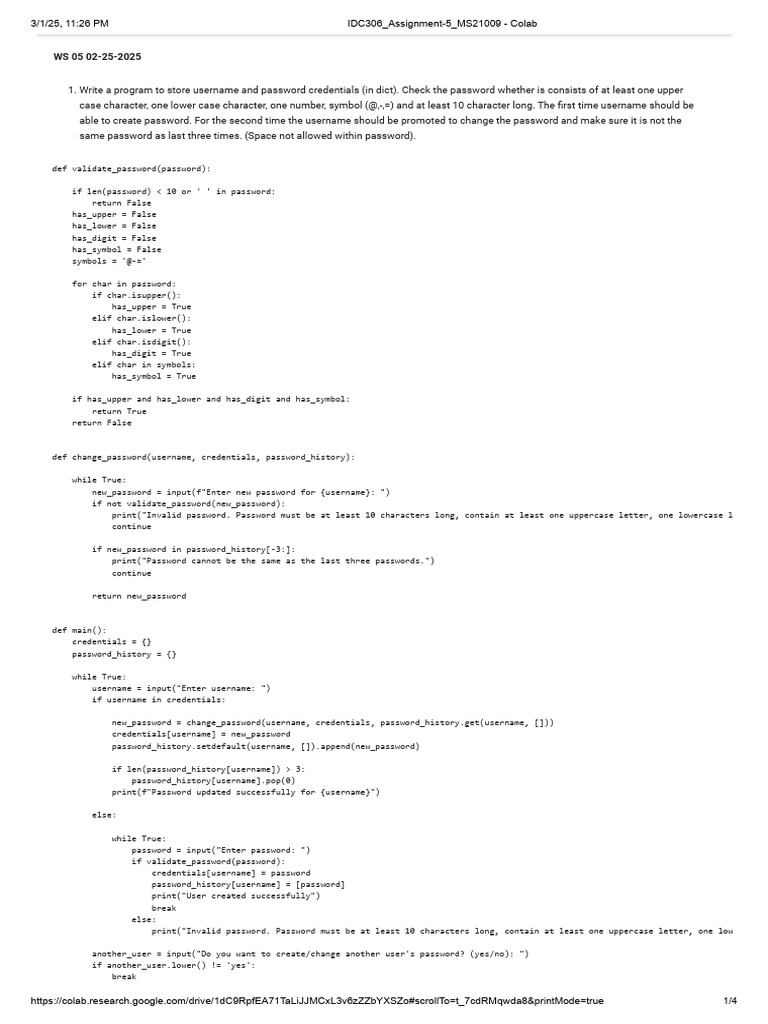 IDC306 Assignment 5 MS21009 | PDF | Password | User (Computing)