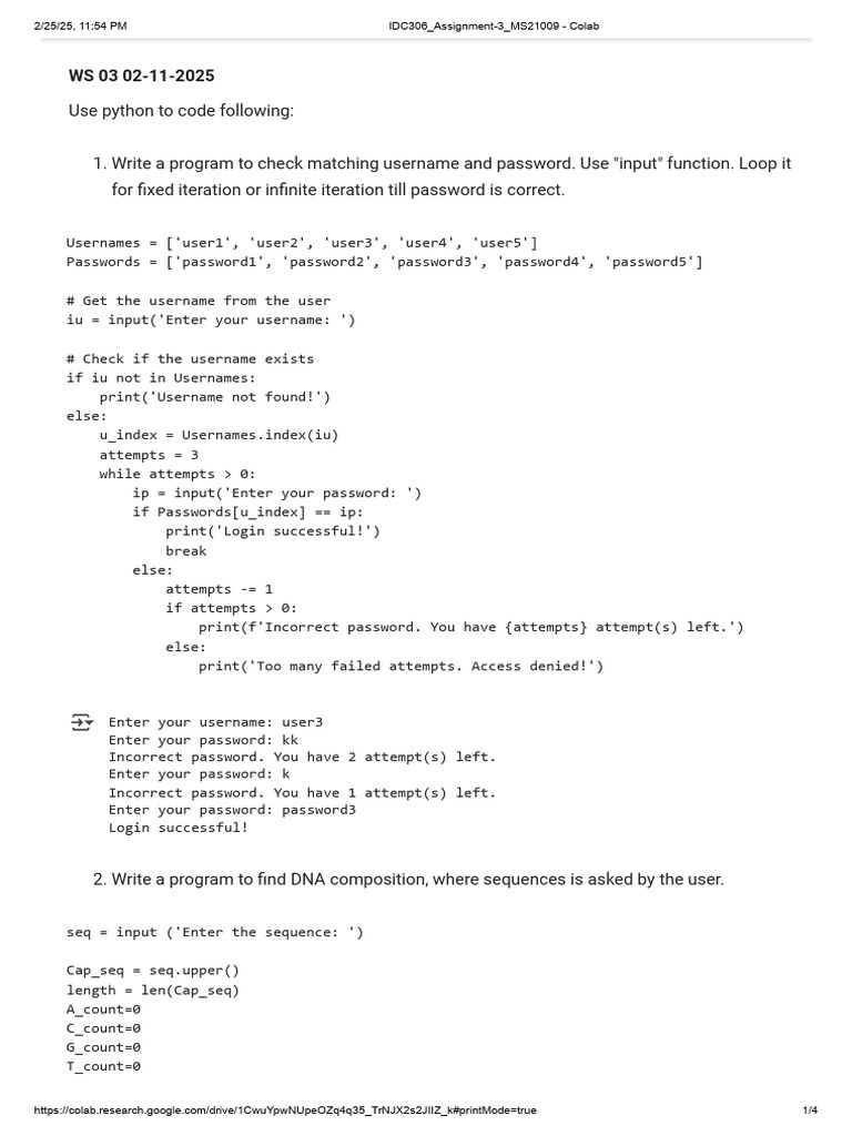 Python Programs for User Login and DNA Analysis | PDF | Password | Open ...