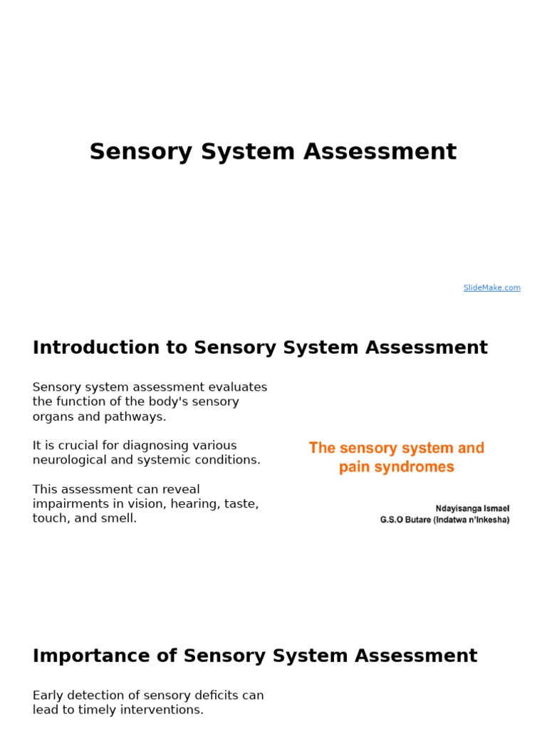 Sensory System Assessment Overview | PDF | Senses | Taste