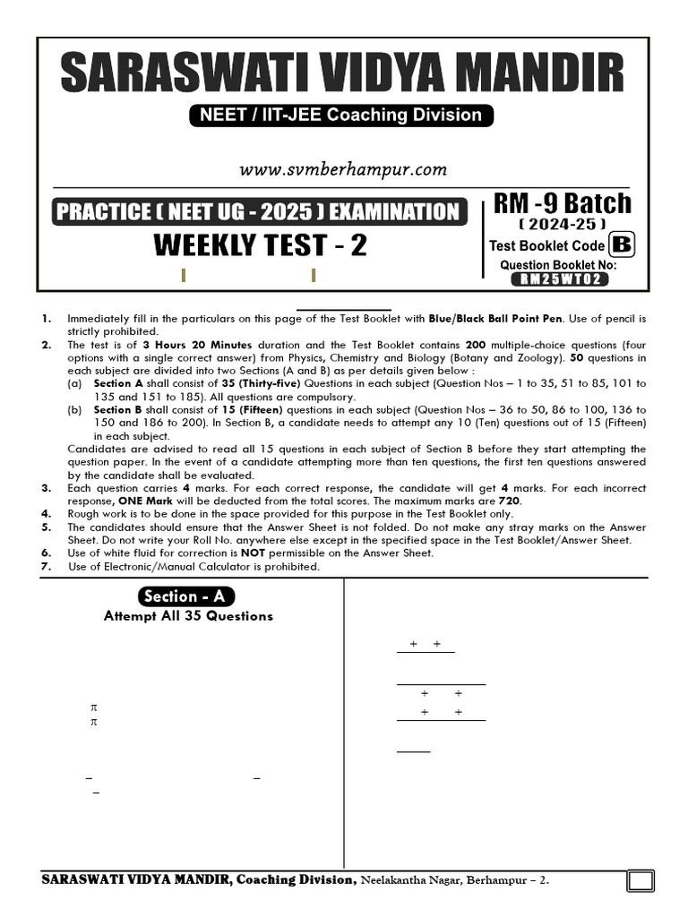 RM 9 WT-2 30-June-2024 Ques Solution SVM NKG | PDF | Acceleration ...