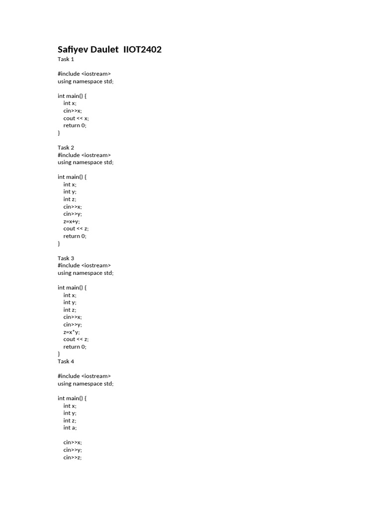 C++ Programming Tasks Overview | PDF