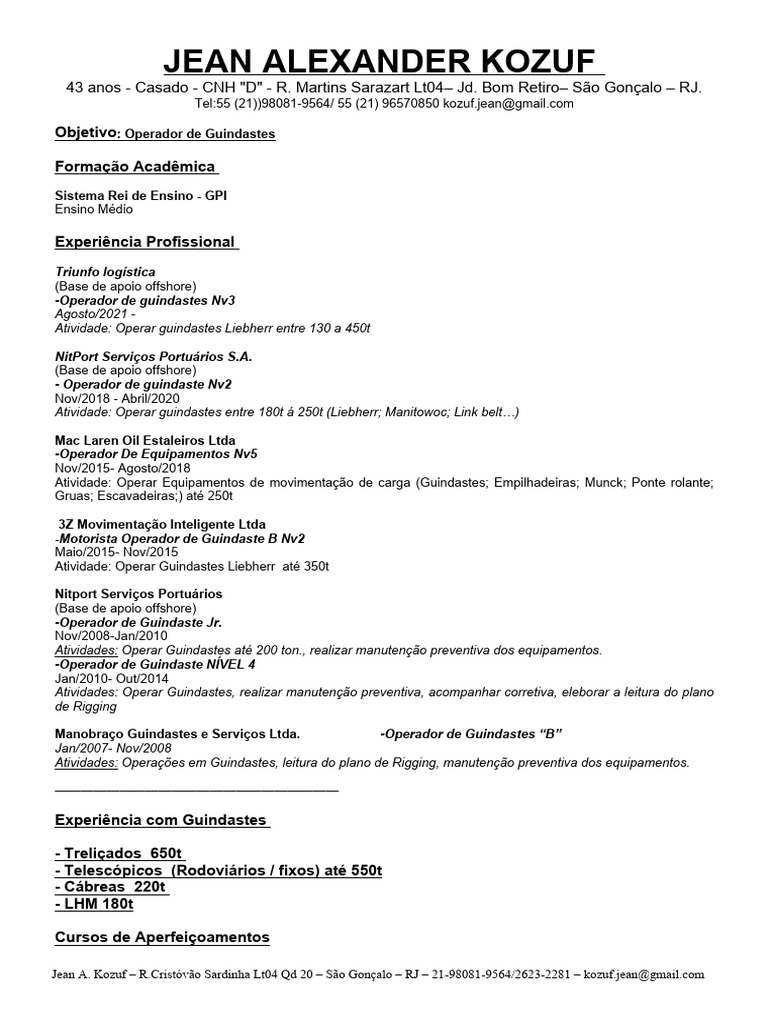 Kozuf GUINDASTEIRO 2023 | PDF | Guindaste (máquina) | Equipamento de ...