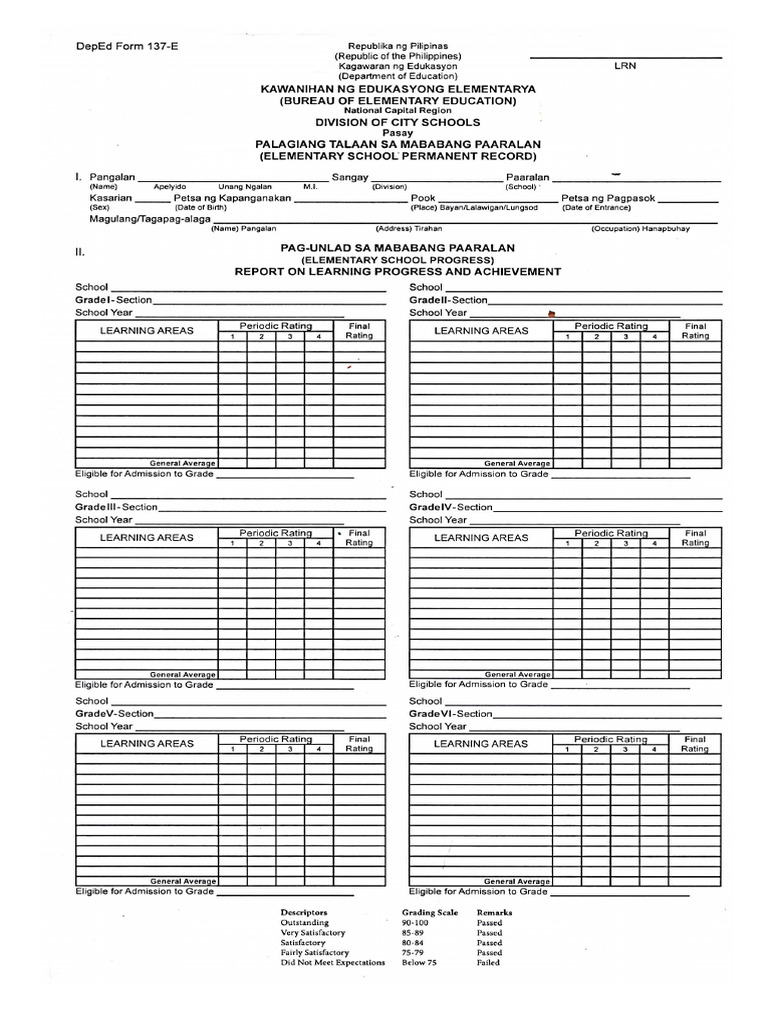 form-137-old-blank (1) | PDF
