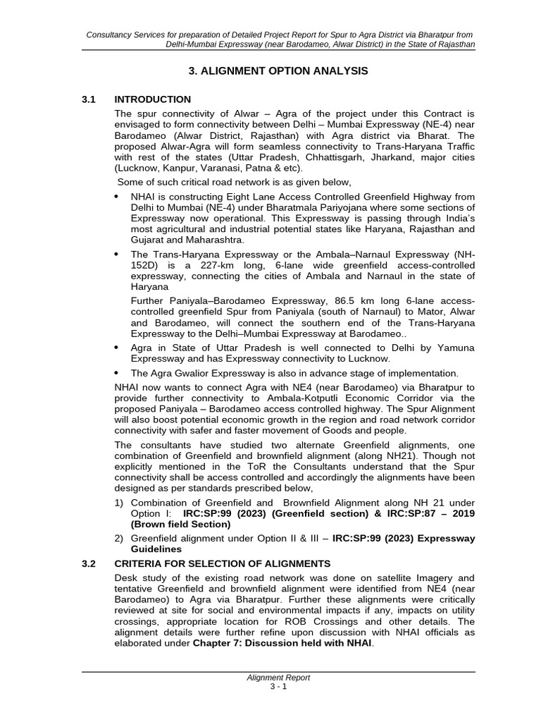 Alignment Option Analysis | PDF | Road Infrastructure | Transport Infrastructure