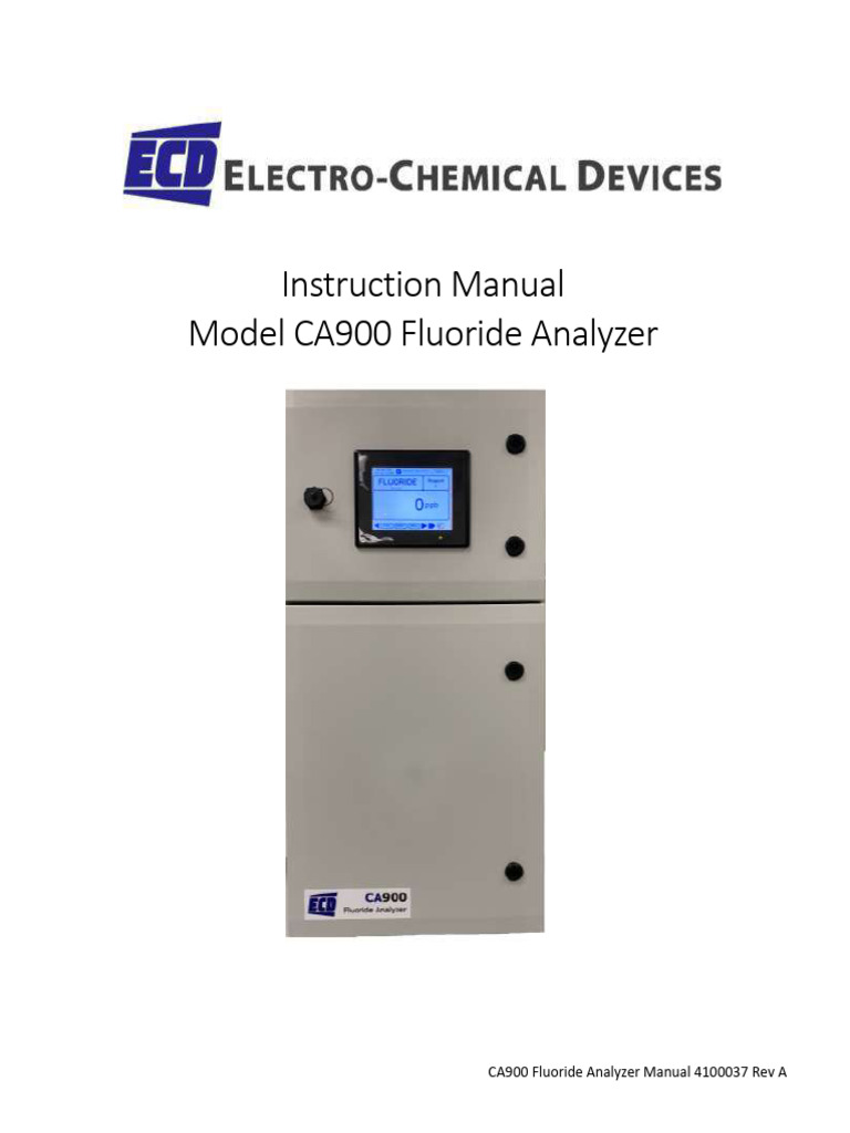 CA900 Fluoride Analyzer Manual 4100037 Rev A | PDF | Legal Liability ...