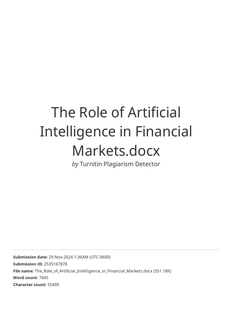 Plagiarism Report-The Role of Artificial Intelligence in Financial ...