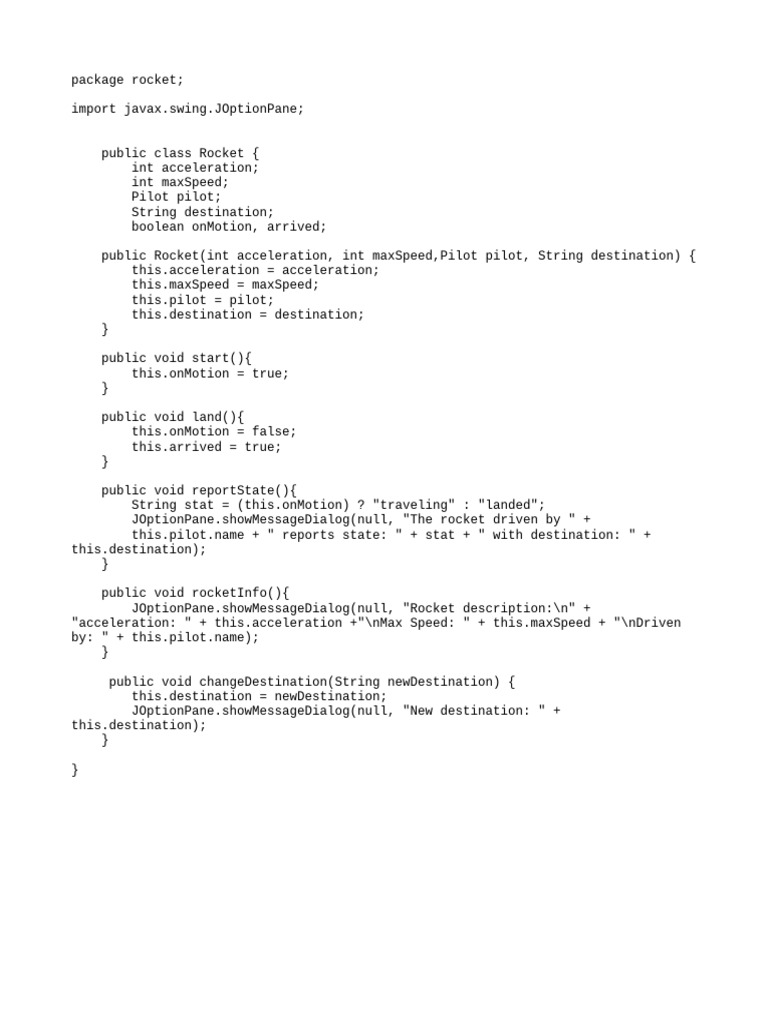 Java Rocket Class Implementation | PDF