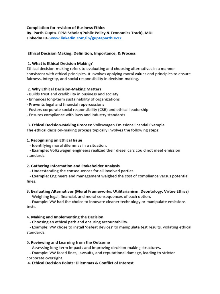 Business Ethics - Revision Notes | PDF | Affirmative Action | Diversity ...