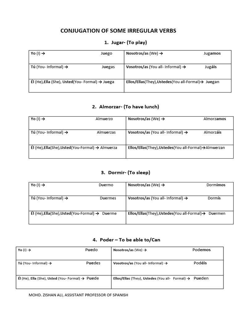 Spanish Irregular Verb Conjugations | PDF | Languages | Foreign ...