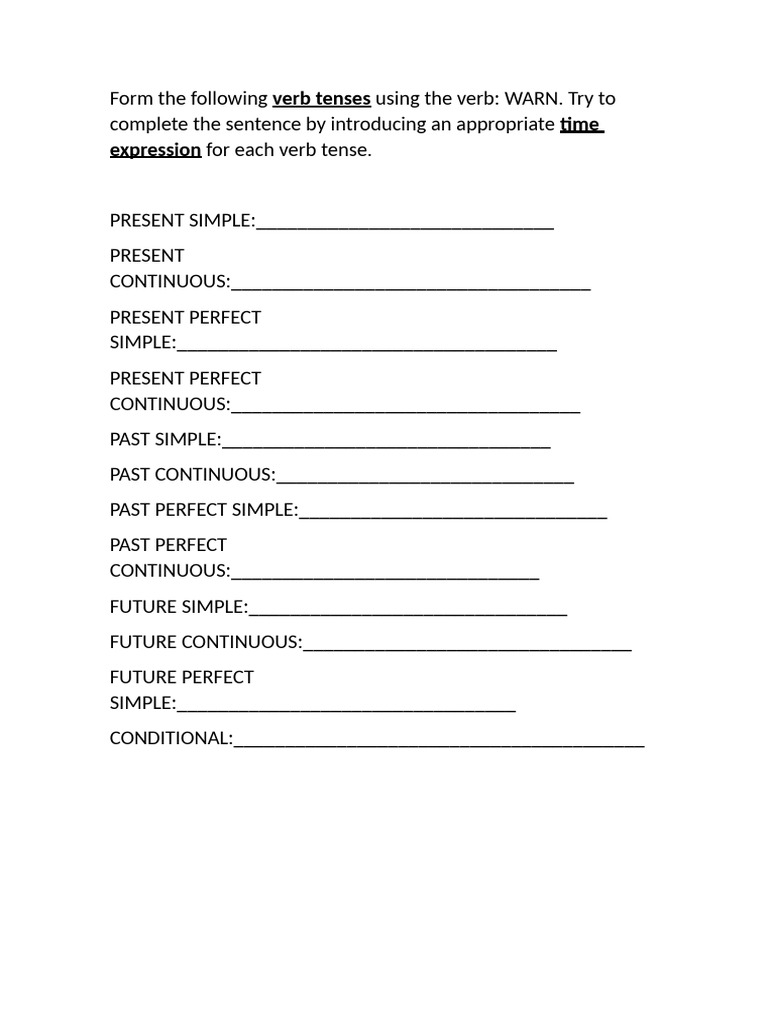 Verb Tenses Formation | PDF