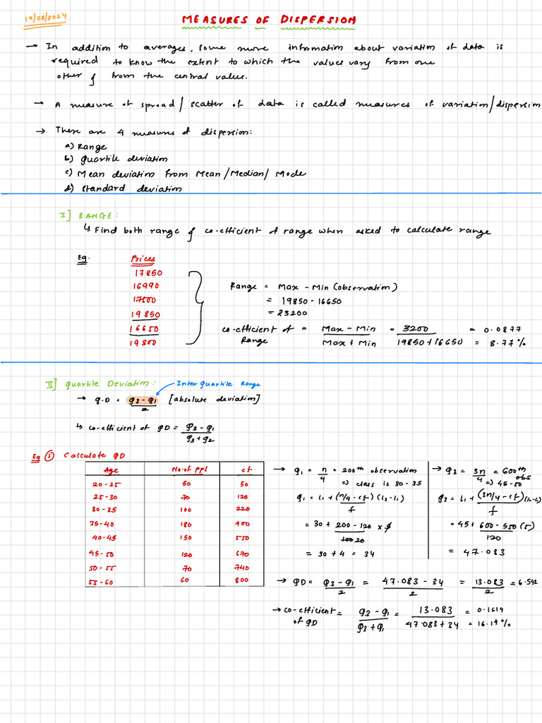 Three Measures of Data Dispersion | PDF | Descriptive Statistics ...