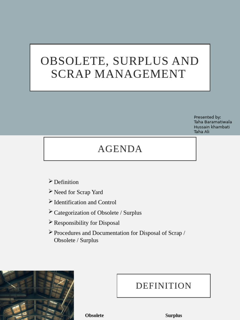 Obsolete, Surplus and Scrap Management | PDF | Waste Management | Scrap