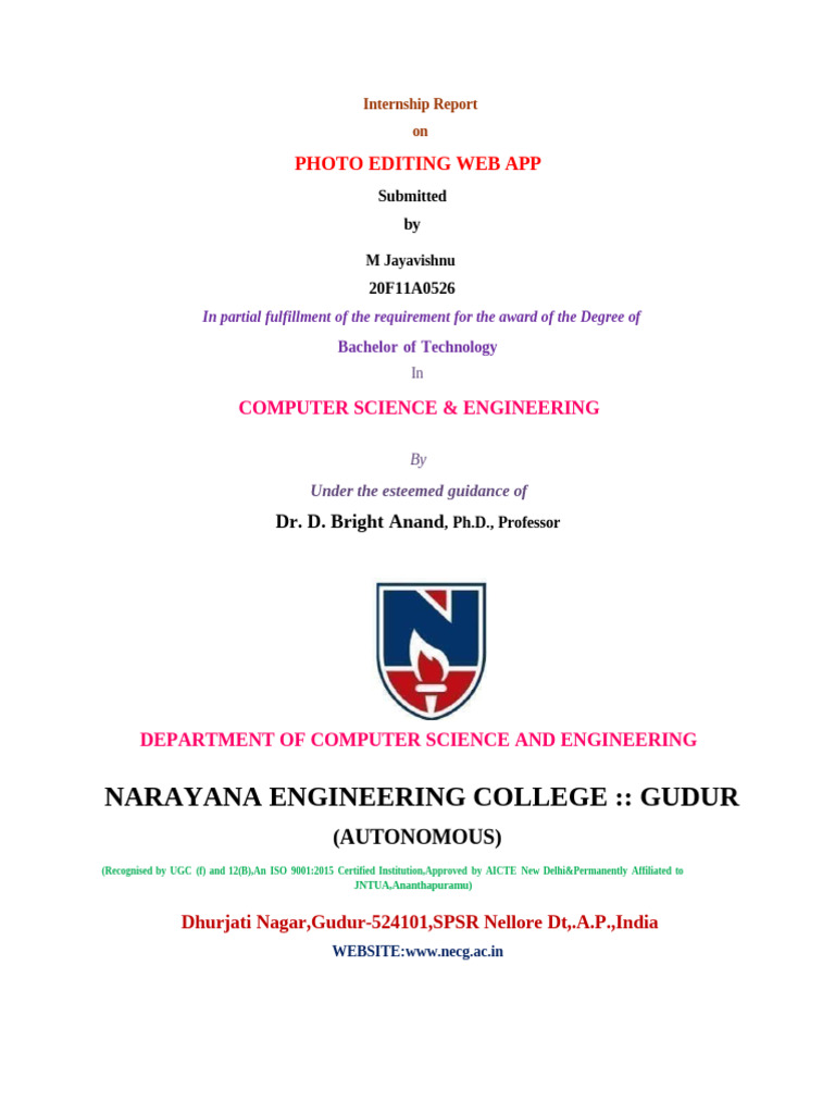 Vishnu Internship 526 Jayavishhnu Report | PDF | Html | World Wide Web