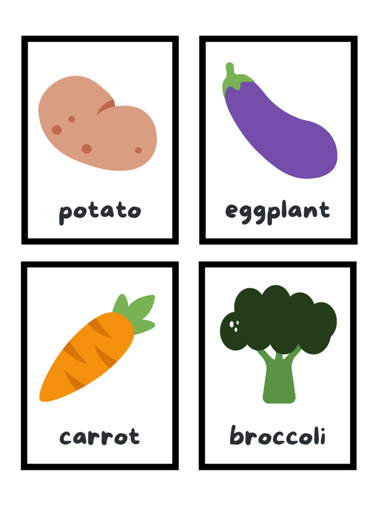 Colorful Vegetables Word Cards | PDF