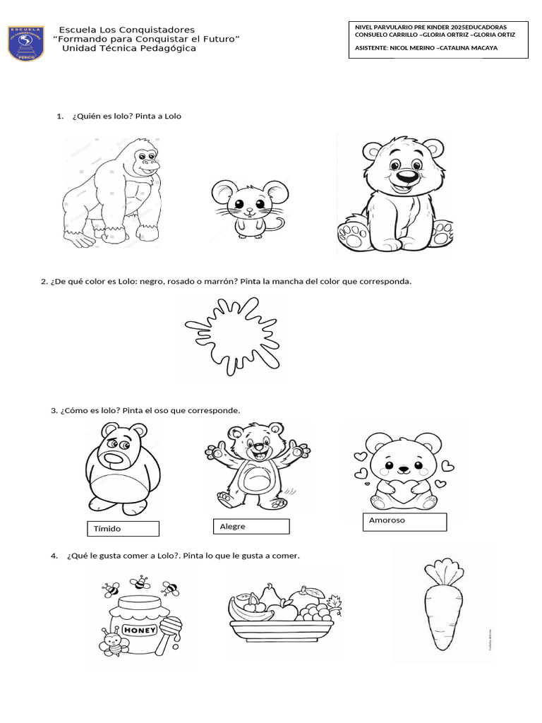 Comprensión Lectora: Mi Oso Lolo | PDF