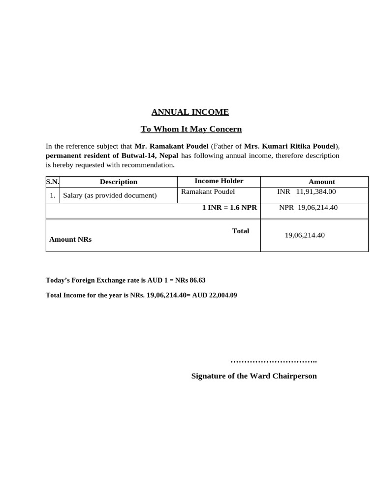 Sample Annual Income | PDF